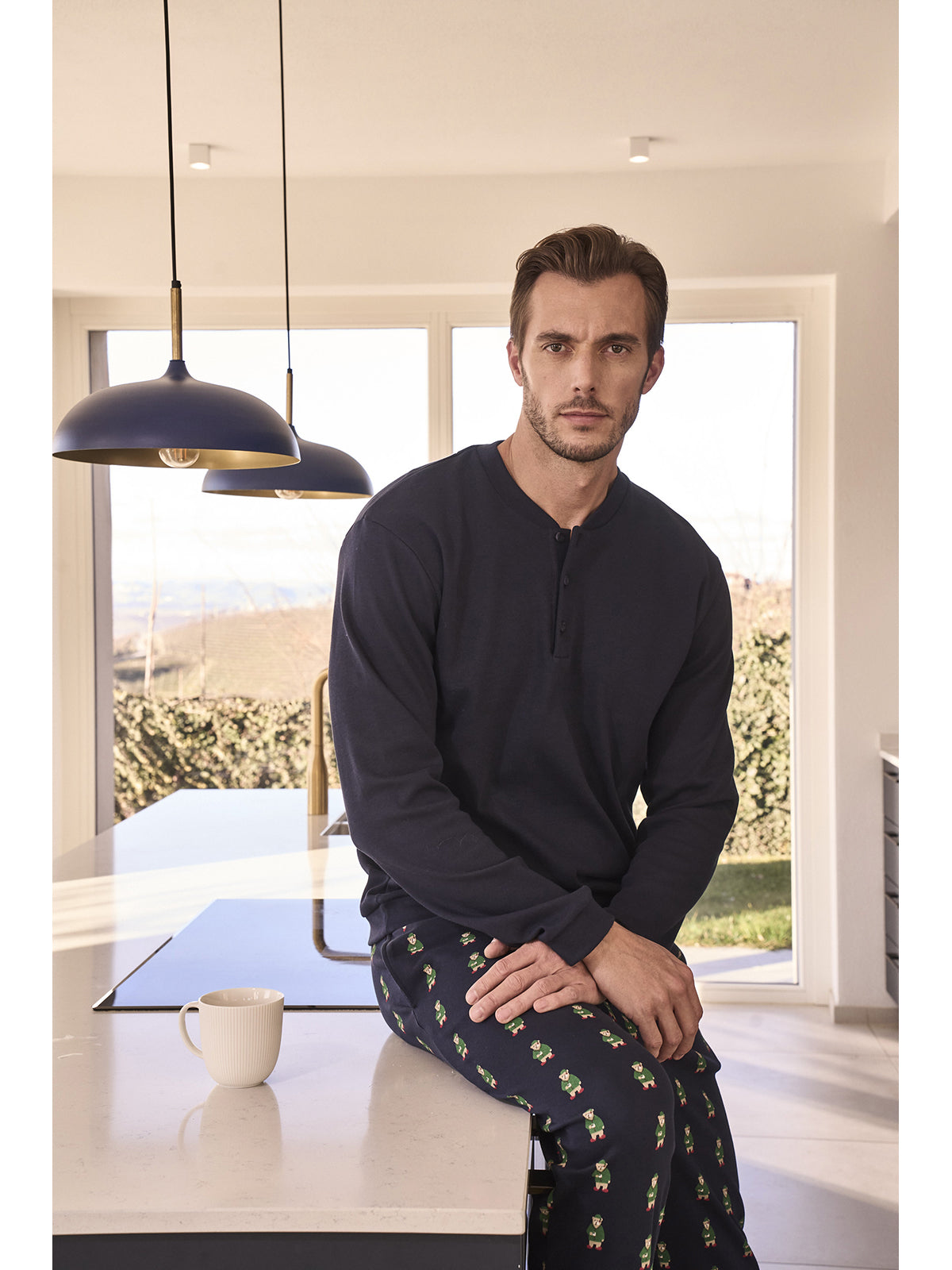 Pigiama in morbido interlock di puro cotone, pantaloni in fantasia nat – Julipet