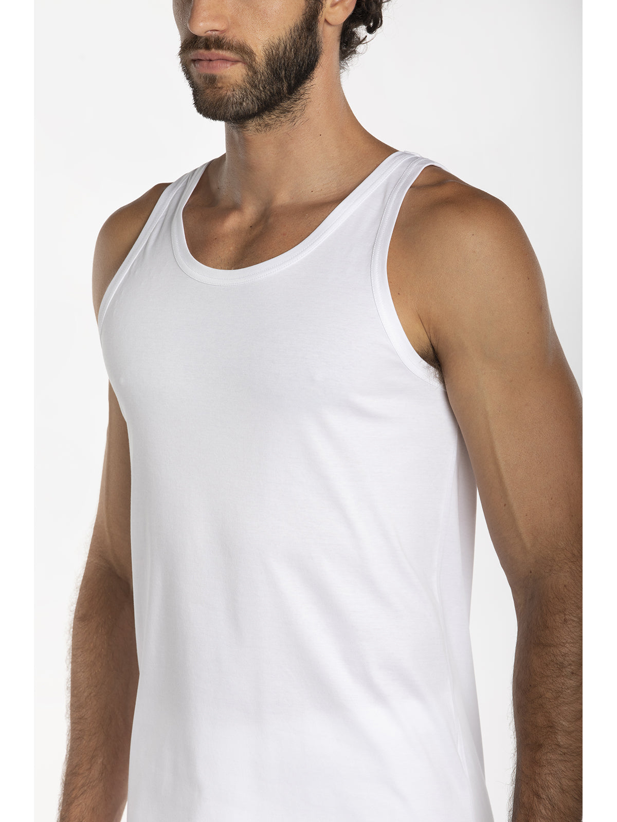 Canottiera doppia maglia fresco cotone comfort | Bianca - Julipet